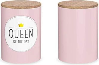 La Vida 3086431 Vorratsdose, Porzellan-Bambus, Rosa