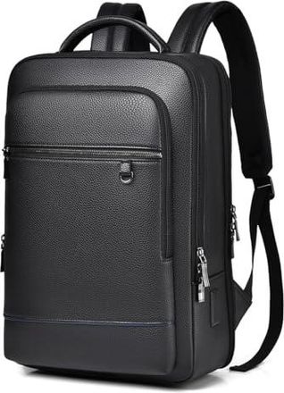 Generic Sac à dos professionnel pour ordinateur portable, sac de voyage de grande capacité avec plusieurs compartiments, aspect cuir noir
