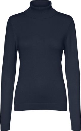 Vero Moda Damen Rollkragen-Pullover VMGlory Rollneck Leichter Damenpullover 10231630 Navy Blazer S