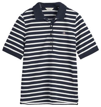 GANT Damen Slim Striped Shield SS Pique Polo, Evening Blue, Small