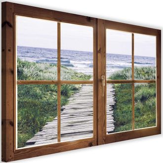 Feeby Viles - Leinwand Bilder - Fensterblick Natur- 120x80 cm- Deko Wohnzimmer - Wandbilder Schlafzimmer - Deko Aesthetic - Wand Deko - Leinwand Groß - Deko