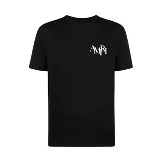 Amiri Staggered Logo T-Shirt Schwarz - - Tops - Herren - Schwarzk - 2XL
