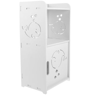 Pretyzoom Beistelltisch Nachttisch mit Stauraum Wei&szlig;er Kompakter Ablagetisch f&uuml;r Wohnzimmer und Studentenwohnheim mit Unterer Ablage f&uuml;r Zeitschriften und Lampe