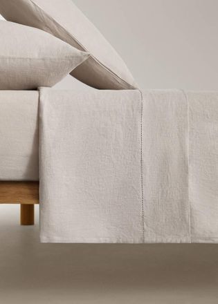 Mango Drap plat enfant lin lav&eacute; lit 90 cm marron moyen - Home - Lit 90 cm - MANGO HOME