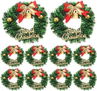 Healifty Mini Weihnachtskranz Weihnachten Deko: 20 St&uuml;Ck Miniatur Weihnachtskranz Adventskranz Kleiner K&uuml;Nstlicher Kranz Zum Basteln F&uuml;R Schr&auml;Nke Puppenhaus We