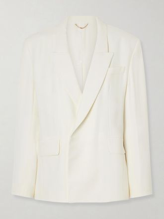 Victoria Beckham Blazer Oversize &Agrave; Double Boutonnage En Cr&ecirc;pe - Ivoire