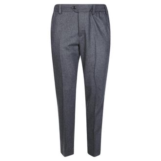 PT01 Pantalone Wolle & Kaschmir geb&uuml;rstete Flanell - - Trousers - Herren - Grau - W33