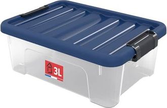 Sundis Wave Box, Aufbewahrungsbox mit deckel, 3L, mit clips, transparentem Kunststoff, stapelbar, ideal für Kosmetika, Schmuck, Stifte und Filzstifte, Nähzub