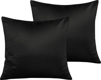 NTBAY Satin Kissenbezug für Haare und Haut 80x80 cm, 2er Set Satin Kissenbezüge mit Reißverschluss, Schwarz