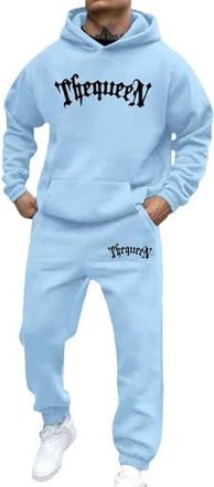 Generic Ensemble de surv&ecirc;tement pour homme avec imprim&eacute; lettres, manches longues, sweat &agrave; capuche, pantalon de surv&ecirc;tement ample, ensemble dentra&icirc;nement de jo