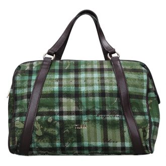 Alviero Martini 1A Classe Tasche aus bedruckter Baumwolle und Leder - - Bags - Damen - Gr&uuml;n - ONE SIZE