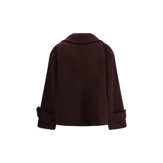 Chlo&eacute; Womens Bordeaux Fleece Wool Coat Clothing