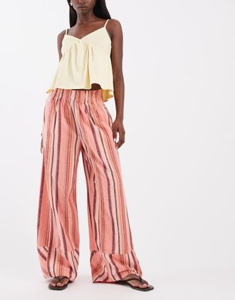 Free People Days End Solar - Hose aus Baumwolle in Soft Coral Combo-Mehrfarbig