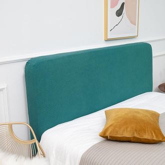 Generic Dehnbarer Bettkopfteil Bezug Schutzbezug in voller Gr&ouml;&szlig;e, elastisch, staubdicht, Kopfteilbezug Bett 180 kompatibel, f&uuml;r Schlafzimmerdekoration Blau Vo