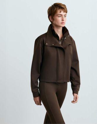 Oysho veste effet n&eacute;opr&egrave;ne &agrave; double col en marron