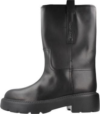 Tommy Jeans Femme, Chaussures, Noir, Taille: 38 EU TJW Leather Mid Tubular