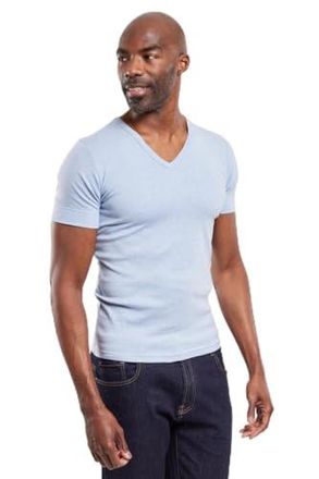 Armor Lux T-Shirt col V - Coton &eacute;pais Issu de l Agriculture Biologique Bleu Chine L