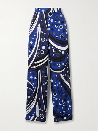 Pucci Hose Mit Geradem Bein Aus Bedrucktem Seiden-twill - Blau