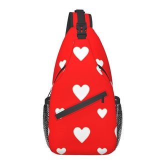 AOOEDM Roter Herz Sling Rucksack Valentinstag Brusttasche Umhängetasche Büro Arbeit Reisen Wandern Tagesrucksack für Damen Herren