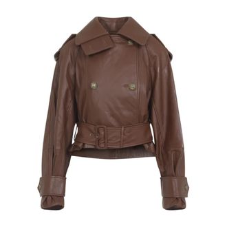Zimmermann Brauner Leder Mantel Aw25 - - Jackets - Damen - Braun - M