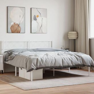 vidaXL Bettgestell mit Kopfteil Metall Wei&szlig; 160x200 cm Vidaxl