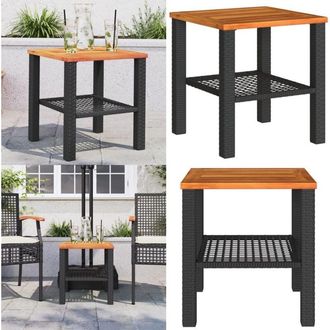 vidaXL Vidaxl - Gartentisch Schwarz 40x40x42 cm Poly Rattan Akazienholz - Gartentisch - Esstisch - Balkontisch - Terrassenm&ouml;bel - Gartenm&ouml;bel - Home & Living
