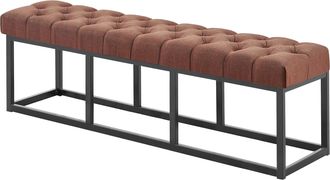 Clp Sitzbank Amun I Mit Stoff-Bezug I Mit Schwarzem Metallgestell, Farbe:braun, Größe:150 cm