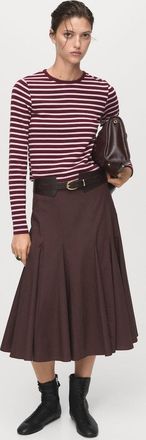 Mango Langarmiges gestreiftes Shirt pastellrosa - Damen - XL - MANGO