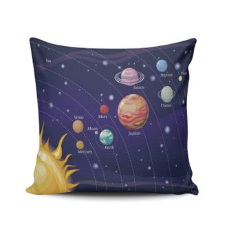Generic Cartoon-Darstellung Der Planeten des Sonnensystems In Ihrer Umlaufbahn Um Die Sonne Zierkissen Atmungsaktiv Dekokissenbezug Luxuriöse Dekokissen Für H