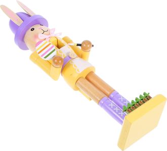 Cabilock Holz Nussknacker Osterhase Dekoration Figur Für Ostern Sammlung Charmante Ergänzung Festliche Atmosphäre Langlebiges Design Handbemalt Unikat