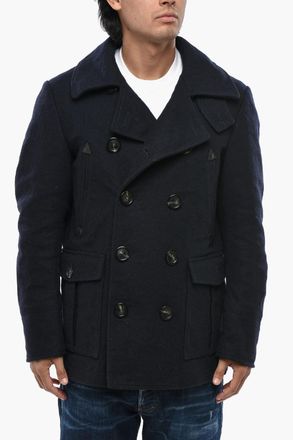 Dsquared2 Maxi-Doppelreiher-Peacoat aus Wollmischung mit Logokn&ouml;pfen Dsquared2