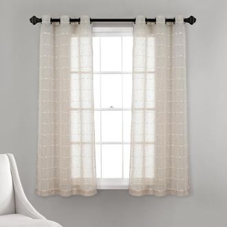 Lush Décor Farmhouse Fenstervorhang, strukturiert, 160 x 96,5 cm, Beige, 1 Paar