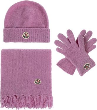 Moncler Rosa Schal-- M&uuml;tzen- und Handschuh-Set - - Accessories - Damen - Rosa - S