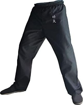 Tao TA0 Pantalon Kung Fu Pantalon Arts Martiaux Noir Kimono Homme et Femme Coton 100% (Kung Fu, Noir, XXL)