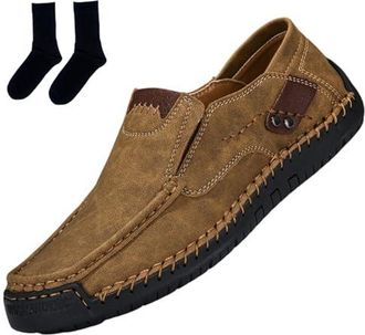 Generic Mocassins confortables en cuir pour homme faits &agrave; la main - Chaussures plates &agrave; enfiler &agrave; bout large - Mocassins antid&eacute;rapants en cuir pour homme, 05,