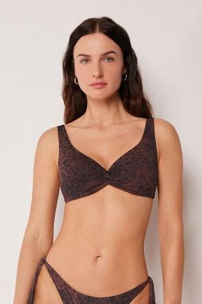 Calzedonia Balconette-bikinioberteil Dark Animalier Braun
