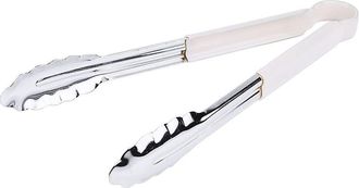 Contacto Zange HACCP aus Edelstahl, 30 cm, Küchenzange, Griff mit farbigem Vinyl-Überzug, schwere Qualität, weiß