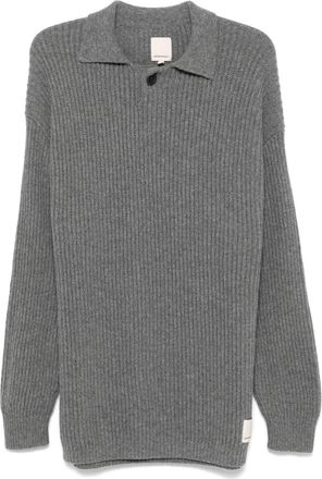 Emporio Armani Poloshirt aus geripptem Strick - Grau