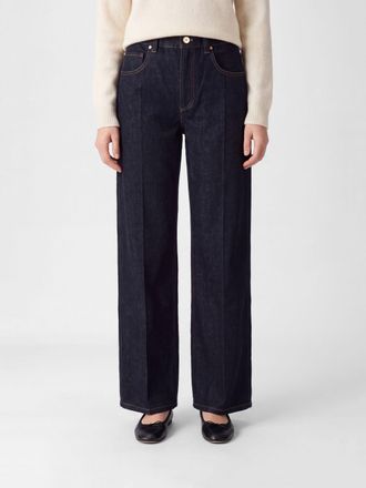 Brunello Cucinelli Jean wide leg taille mi-haute en denim de coton