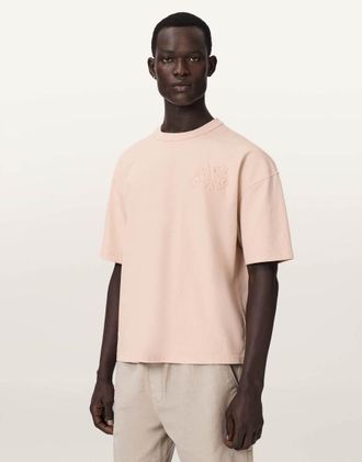 AllSaints Insignia - Kurz&auml;rmliges T-Shirt in Kristallrosa mit Rundhalsausschnitt