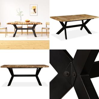 vidaXL Vidaxl - Esstisch Massivholz Mango und Stahlgestell 180 cm - Industrieller Esstisch - Esstisch Holz - Mangoholz Esstisch - Tisch Mit Stahlgestell