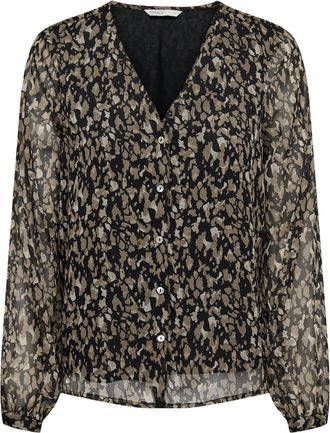 Only Damen Onlluna L/S V-Neck Top Cs Noos Ptm Langarmshirt, Black/AOP:cora Graphic, M