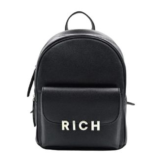 John Richmond Schwarzer Damenrucksack mit silbernem Logo - - Bags - Damen - Schwarzk - ONE SIZE