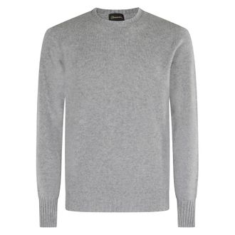 Drumohr Kaschmir Rundhals Pullover Weich Doppelt - - Knitwear - Herren - Grau - XL