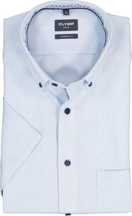 Olymp Herren Kurzarmhemd blau Baumwolle