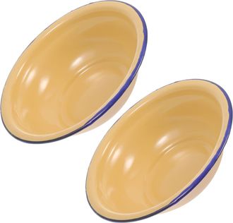 BESTONZON 2stücke Vintage Emaille Suppteller Dickwandige Runde Suppenschüssel Aus Robustem Leicht Zu Reinigendem Emaille Geschirr Vielseitig Für Salate Snacks U