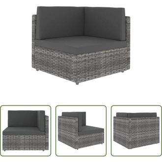 vidaXL Rattan-Ecksofa - Modulares Sofa-Eckteil Poly Rattan Grau