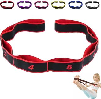 Generic Fitness Resistance Band for Stretching and Yoga, Number Stretch Resistance Band with Clear Markings, 8-Section Elastic Training Bands (Red)