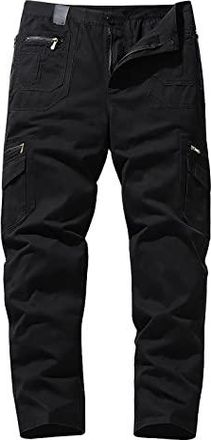 Generic Pantalon en jean pour homme, coupe décontractée, taille élastique, pantalon de travail décontracté avec poches zippées, jeans hip-hop vintage avec poc
