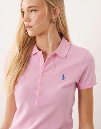 Polo Ralph Lauren Kurz&auml;rmliges Slim-Fit-Polohemd in Carmel-Rosa